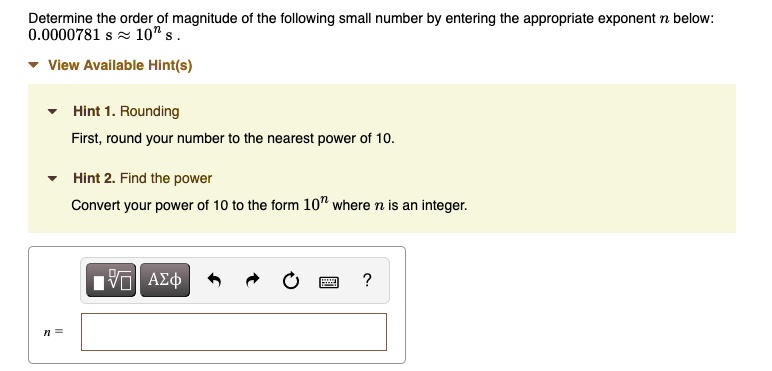 determine the order of magnitude of the following small number by ...