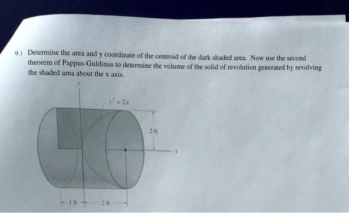 SOLVED: 9. Determine the area and y coordinate of the centroid of the dark shaded area. Now use ...