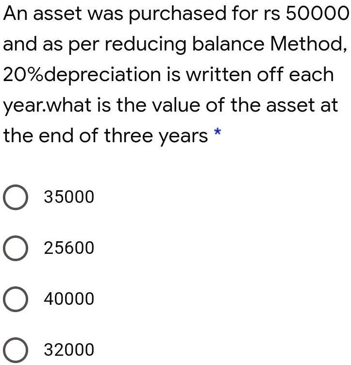 SOLVED: An asset was purchased for Rs 50,000 and as per the reducing ...