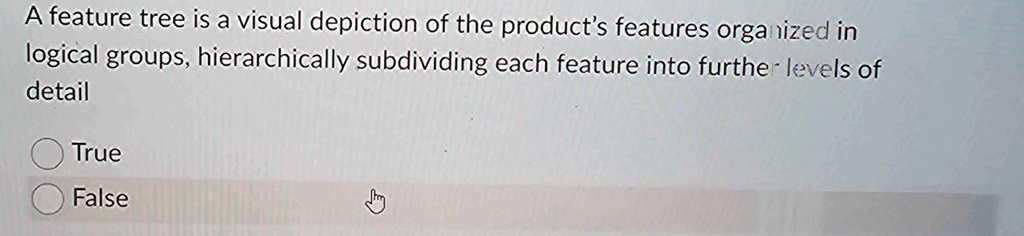 A feature tree is a visual depiction of the product's features ...