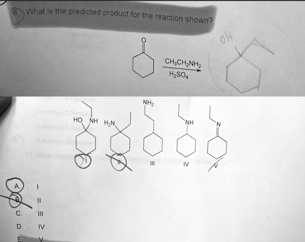 what is the predicted product for the reaction shown a 1 b 11 c iii d ...