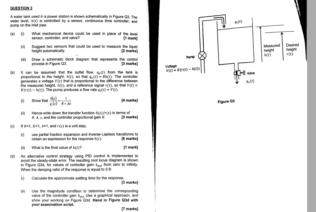 SOLVED: QUESTION 3 A water tank used in a power station is shown ...