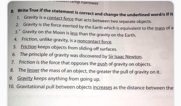 SOLVED: B. Write True if the statement is correct and change the ...