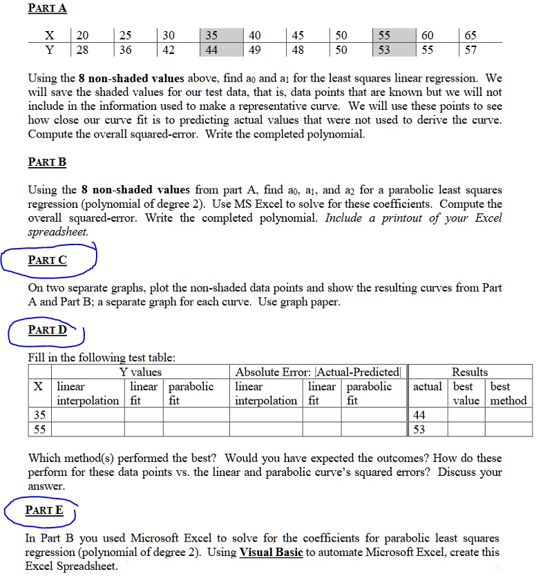 [GET ANSWER] parta 20 28 30 42 35 40 49 45 48 50 50 36 53 using the 8 non shaded values above ...