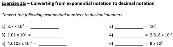 Solved Exercise 2g Converting From Exponential Notation To Decimal Notation Convert The