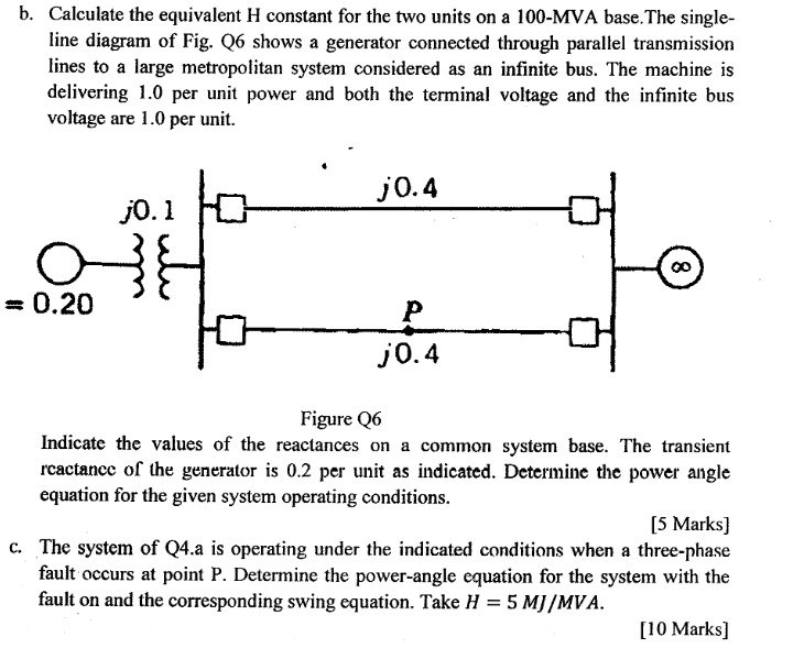 SOLVED: b. Calculate the equivalent H constant for the two units on a 100-MVA base. The single ...