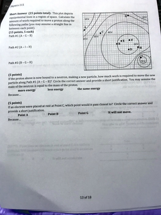 SOLVED: short Answer (75 nolntatonll Inis plot depicts equipotential inesmnarcrion Spuce ...