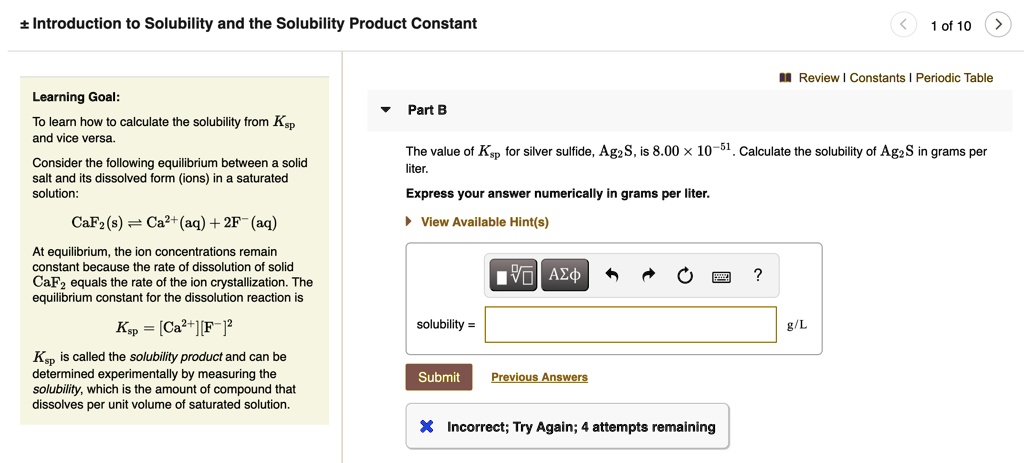 t introduction to solubility and the solubility product constant of 10 review constants periodic ...