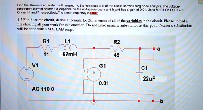 SOLVED: Find the Thevenin equivalent with respect to the terminals a, b ...