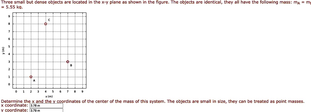 [GET ANSWER] three small but dense objects are located in the x y plane ...