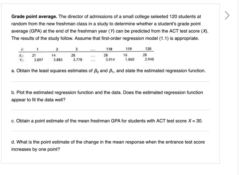 grade point average the director of admissions of a small college ...