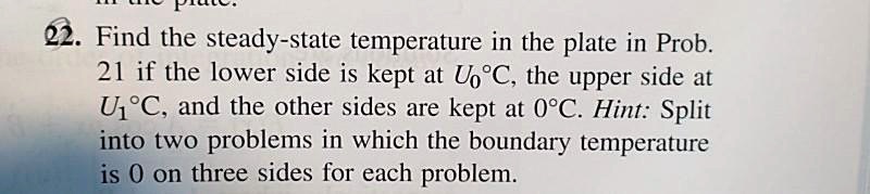SOLVED: Find the steady-state temperature in the plate in Prob 21 if the lower side is kept at ...