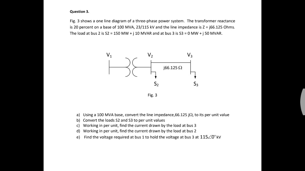 SOLVED: Fig. 3 shows a one-line diagram of a three-phase power system. The transformer reactance ...