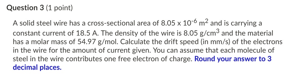SOLVED: Question 3 (1 point) A solid steel wire has a cross-sectional ...