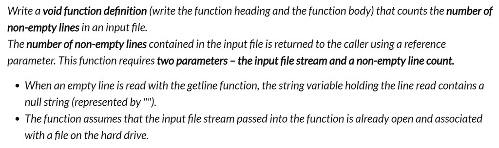 SOLVED: PROGRAM LANGUAGE IS C++ Write a void function definition (write ... SOLVED: PROGRAM LANGUAGE IS C++ Write a void function definition (write ...