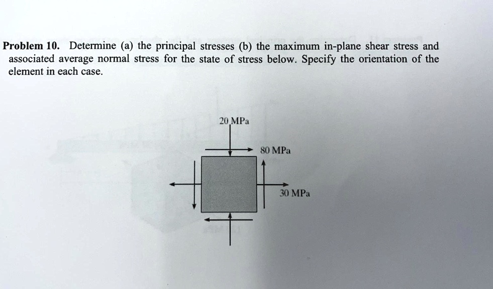 SOLVED: Problem 10. Determine (a) the principal stresses, (b) the ...