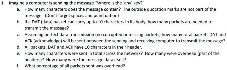 1. Imagine a computer is sending the message "Where is the 'any' key ...
