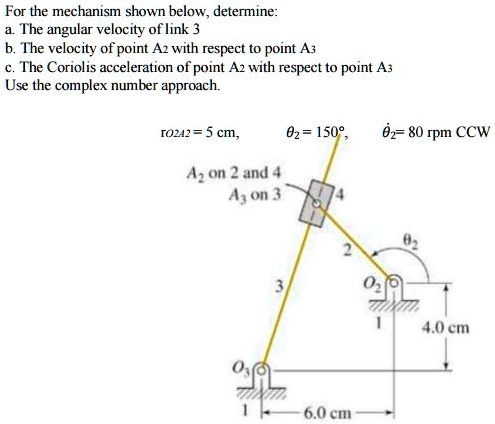 SOLVED: For the mechanism shown below, determine: a. The angular ...