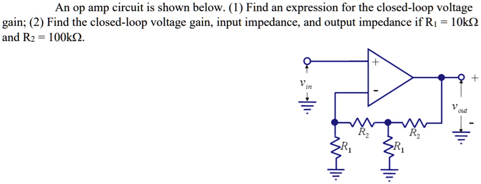 SOLVED: An op amp circuit is shown below. (1) Find an expression for the closed-loop voltage ...