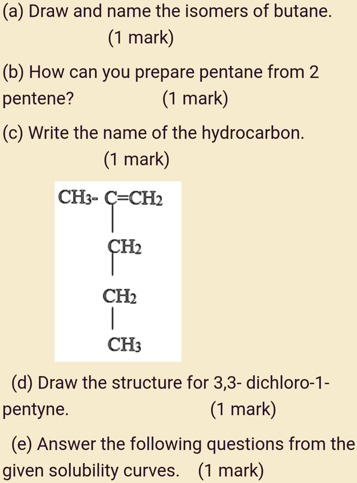SOLVED: (a) Draw and name the isomers of butane: (1 mark) (b) How can ...