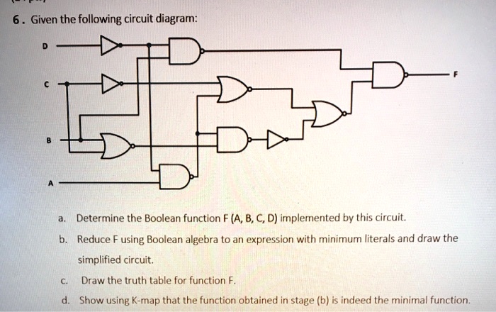 SOLVED: Given the following circuit diagram: a. Determine the Boolean ... SOLVED: Given the following circuit diagram: a. Determine the Boolean ...