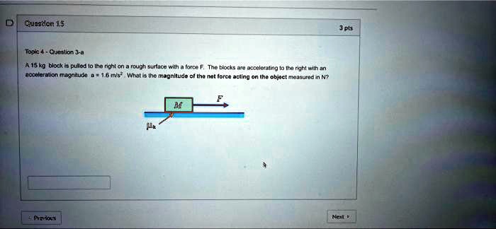 SOLVED: Topic 4 - Question 3a: A 15 kg block is pulled to the right on ...
