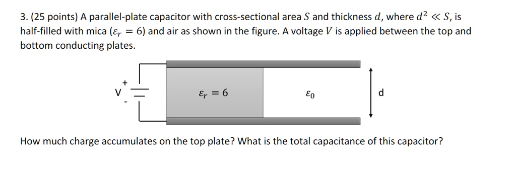 SOLVED: '3. (25 points) A parallel-plate capacitor with cross-sectional ...