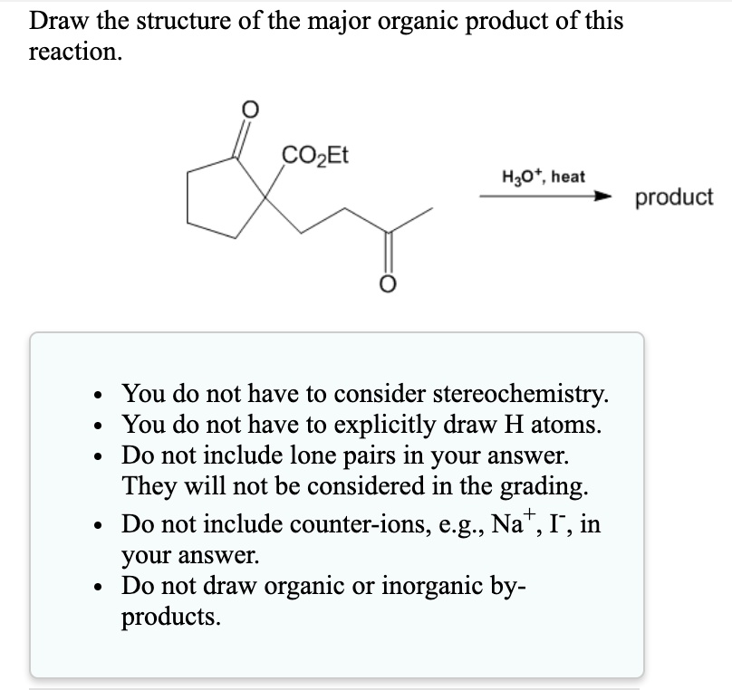 SOLVED: Draw the structure of the major organic product of this ...