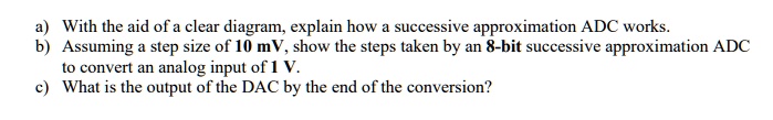 SOLVED: a) With the aid of a clear diagram, explain how a successive approximation ADC works. b ...