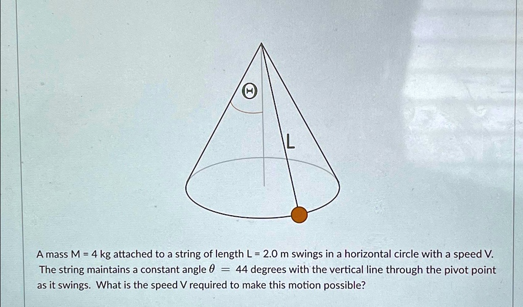 SOLVED: A mass M = 4 kg attached to a string of length L = 2.0 m swings ...