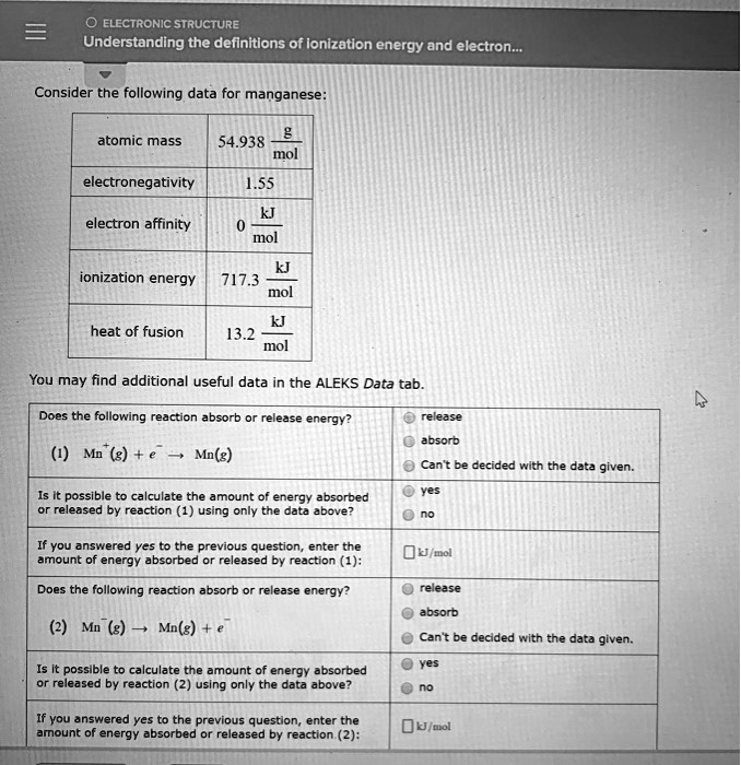 [GET ANSWER] 0 electronic structure understanding the definitions of ...