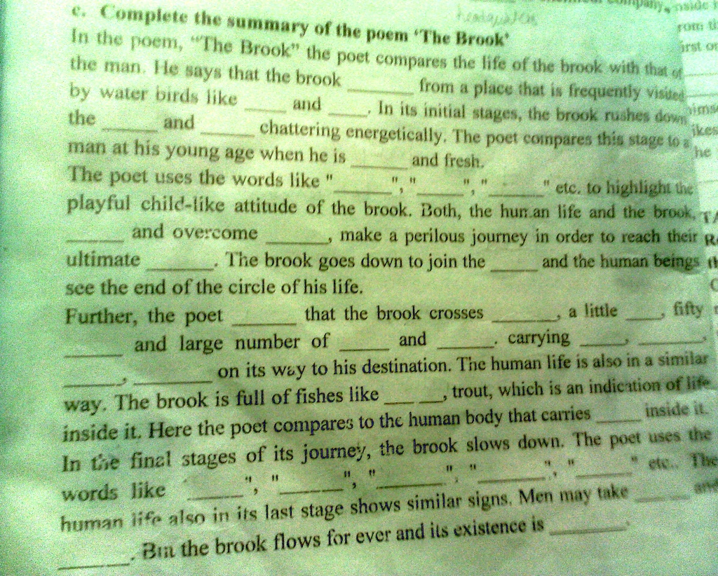 Explanation Of Poem The Brook By Alfred Lord Tennyson | Sitedoct.org