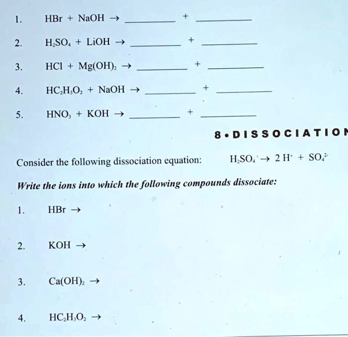 SOLVED: HBr NaOH H,SO, LiOH HCI Mg(OH) HCH;O: + NaOH HNO; KOH 8 . D /5 ...
