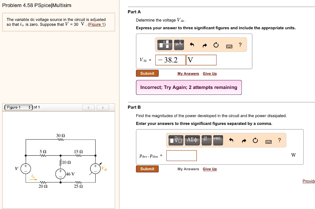 SOLVED: Problem 4.58 PSpice | Multisim Part A The variable DC voltage source in the circuit is ...