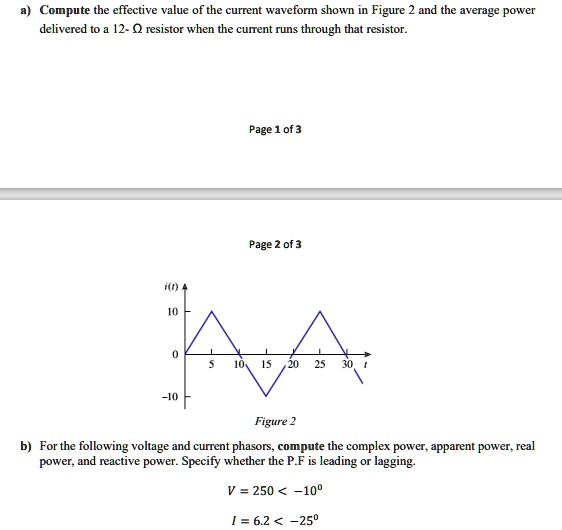 a) Compute the effective value of the current waveform shown in Figure 2 and the average power ...