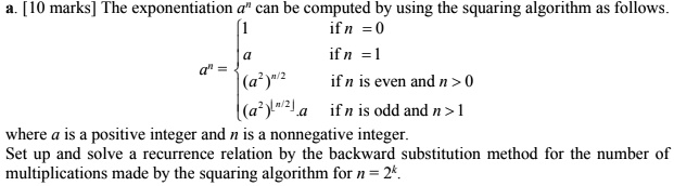 SOLVED: [10 marks[ The exponentiation can be computed by using the ...