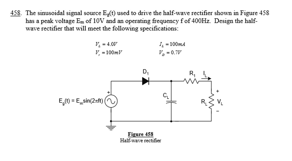 458. The sinusoidal signal source Eg(t) used to drive the half-wave ...