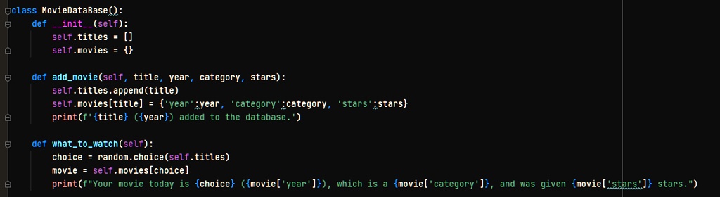 SOLVED: a) Modify the whattowatch method so that it takes an optional keyword argument that ...