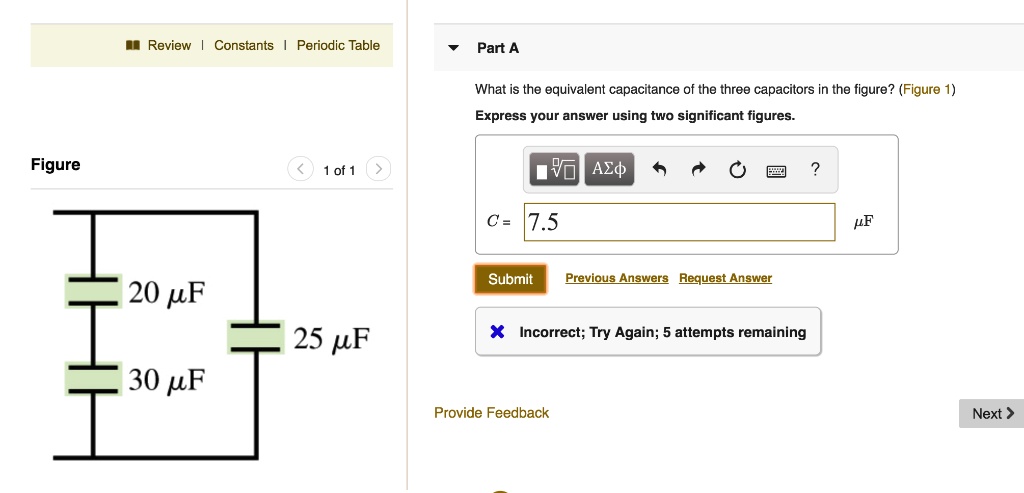 SOLVED: Review Constants Periodic Table Part A What is the equivalent capacitance of the three ...