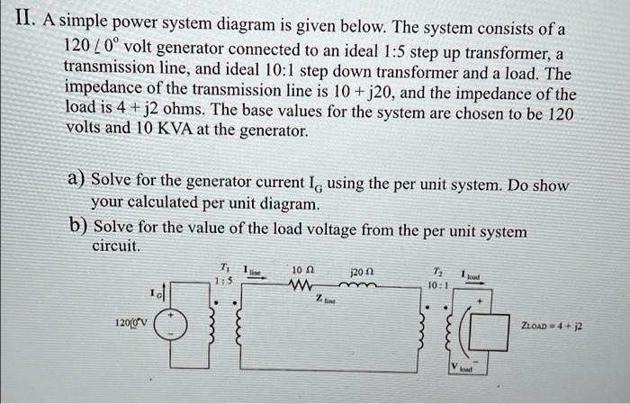 SOLVED: II. A simple power system diagram is given below. The system consists of a 120/0 volt ...