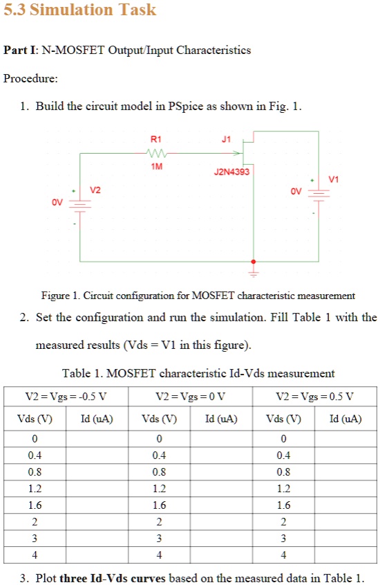 5.3 Simulation Task Part I: N-MOSFET Output/Input Characteristics ...