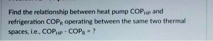 SOLVED: Find the relationship between heat pump COP (COPHp) and ...