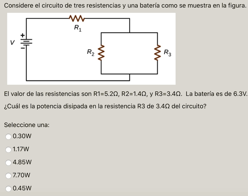 SOLVED: Consider the circuit of three resistances and a battery as ...