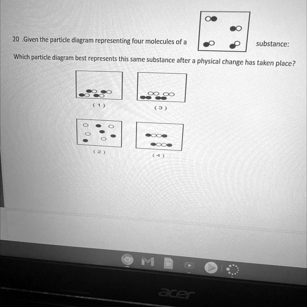 20.Given the particle diagram representing four molecules of a ...