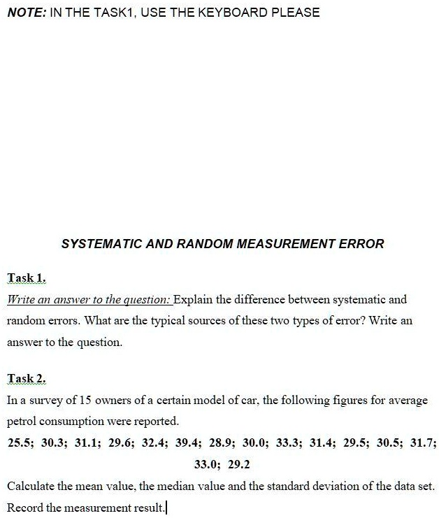 SOLVED: Note: In Task 1, use the keyboard. NOTE: IN TASK 1, USE THE KEYBOARD PLEASE SYSTEMATIC ...