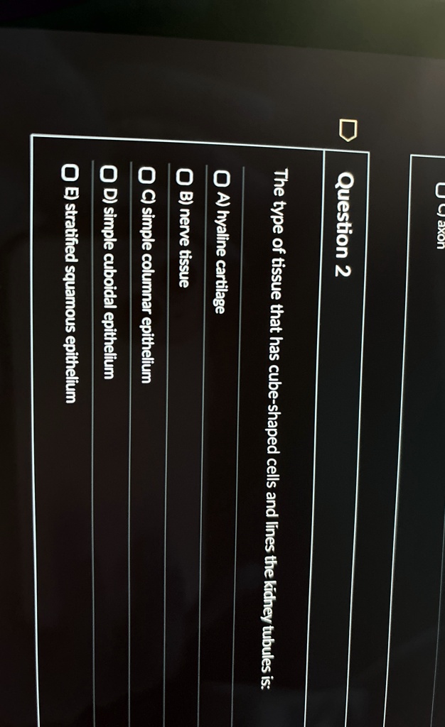 Question 2 The type of tissue that has cube-shaped cells and lines the ...