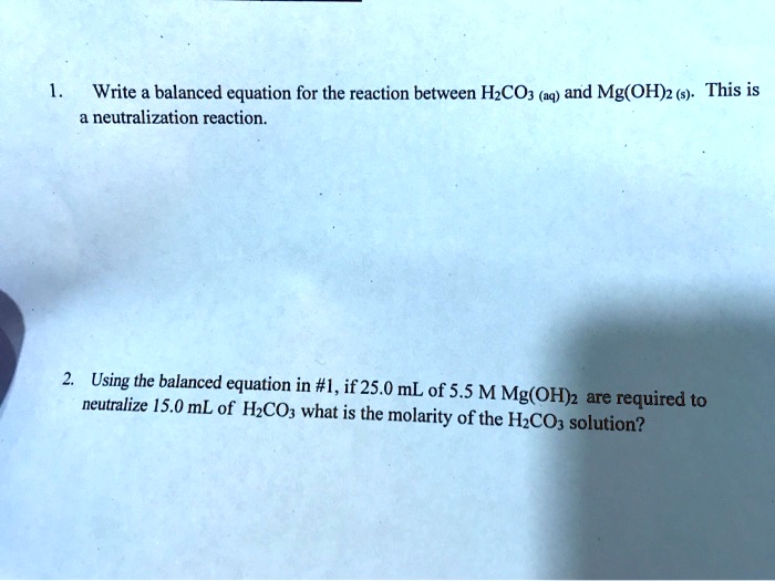 write balanced equation for the reaction between hzcoz aq and mgoh this ...