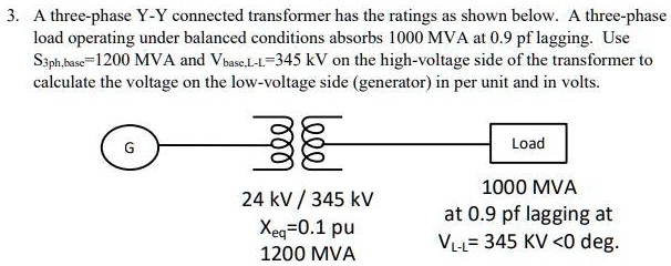 3. A three-phase Y-Y connected transformer has the ratings as shown ...