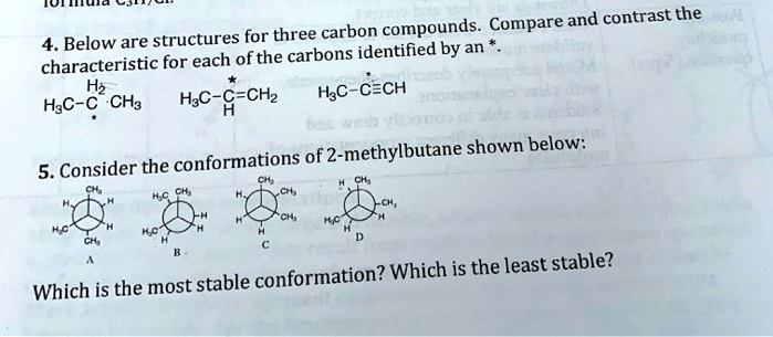 SOLVED: Compounds: Compare and contrast the characteristics of the four conformations of 2 ...