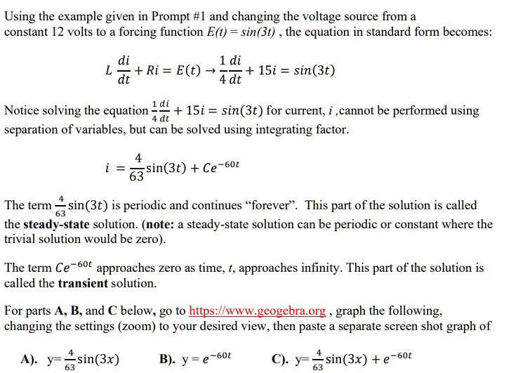 Using the example given in Prompt #1 and changing the voltage source ...